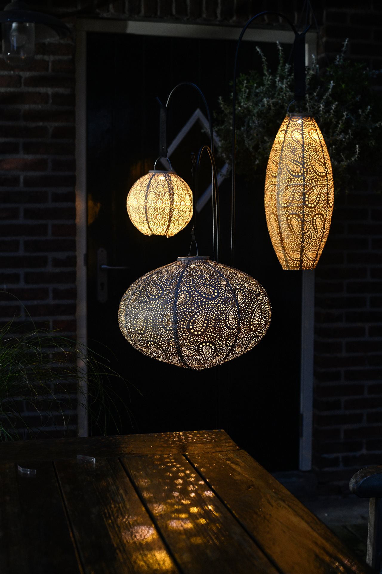Lumiz Solar Buitenlampion Ikat Oval - Solar Tuinverlichting - 40 cm ...