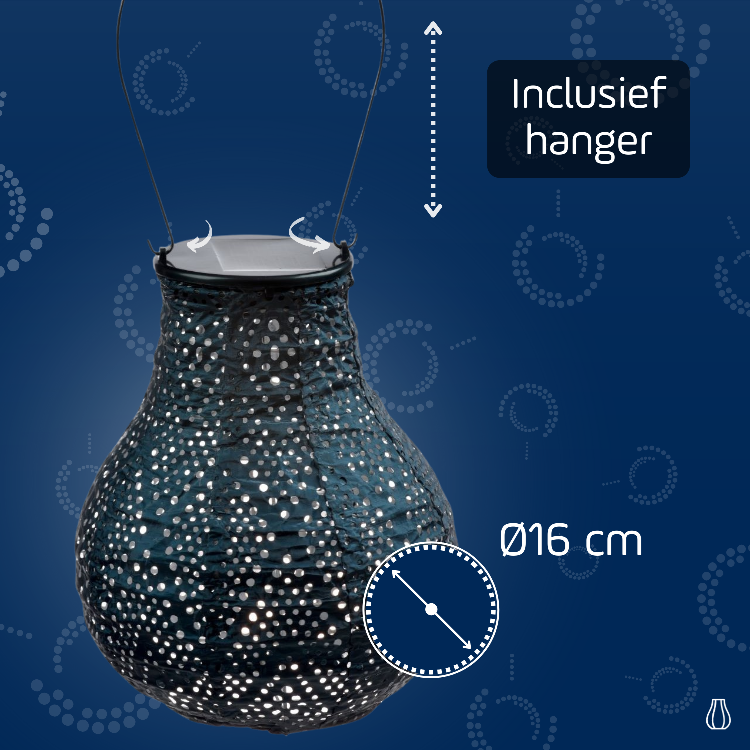 Lumiz Solar Buitenlampion - Ikat Bulb - 16 cm - Petrol - LUMIZ ...
