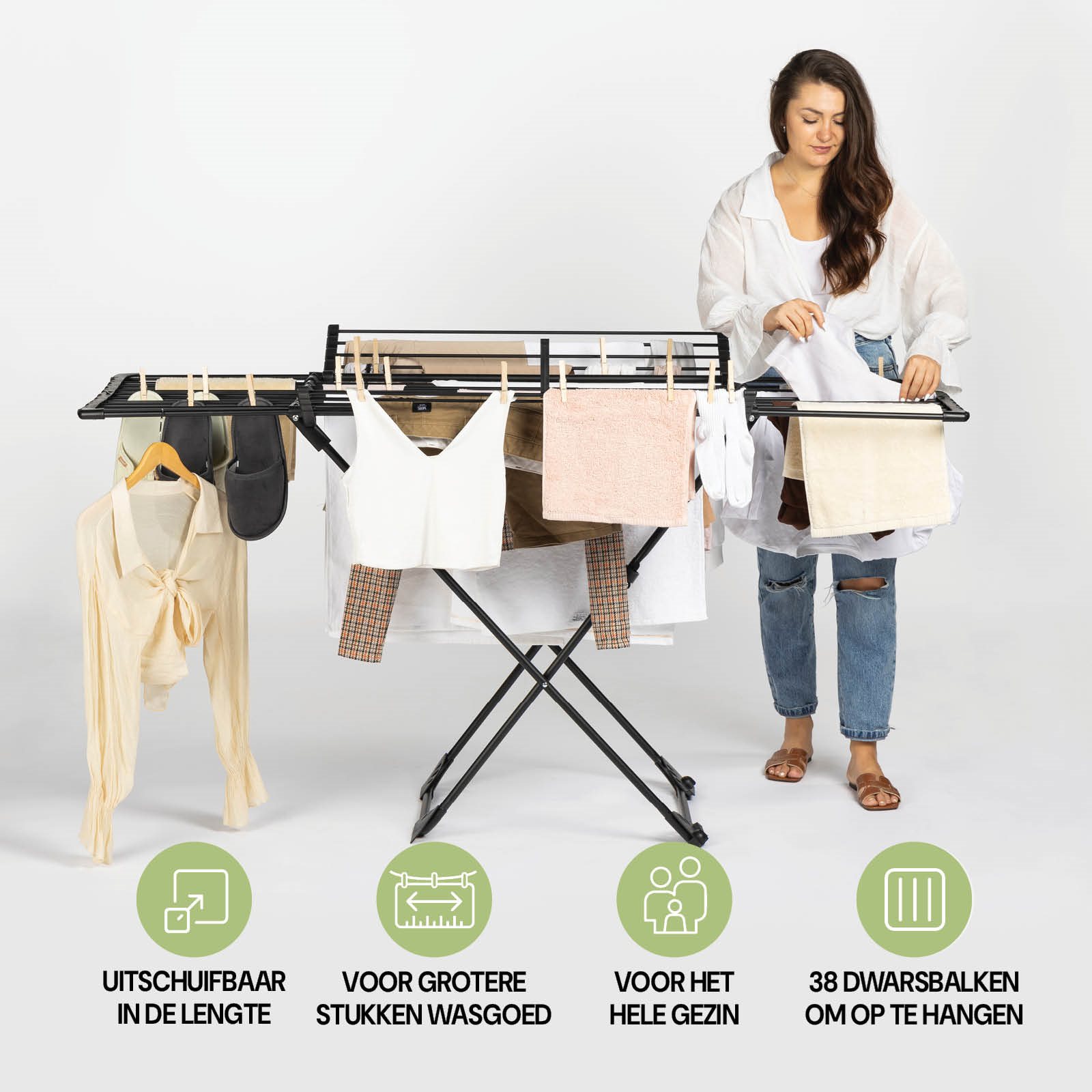 Vitapur Wasrek - Droogrek - Uitschuifbaar - Wasrek Inklapbaar - Zwart ...